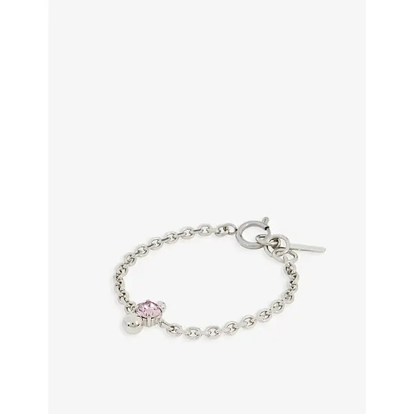 JUSTINE CLENQUET Nate Silver-toned Brass And Crystal Bracelet