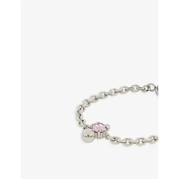 JUSTINE CLENQUET Nate Silver-toned Brass And Crystal Bracelet