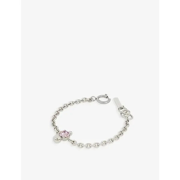 JUSTINE CLENQUET Nate Silver-toned Brass And Crystal Bracelet