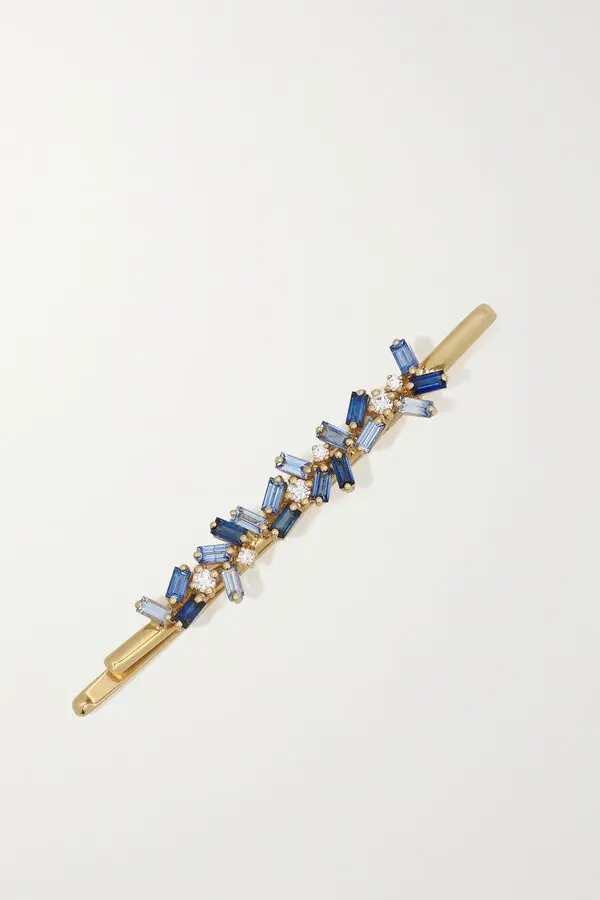 SUZANNE KALAN 18-karat Sapphire And Diamond Hair Slide - Gold