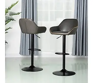 GLITZHOME Set Of 2 Adjustable Height Swivel Bar Stools