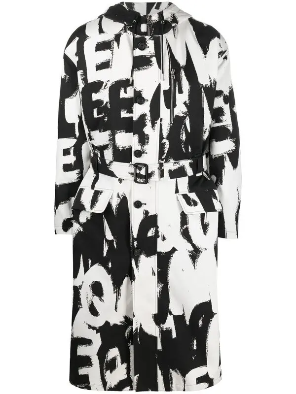 Alexander McQueen All-over Logo Print Parka - Black