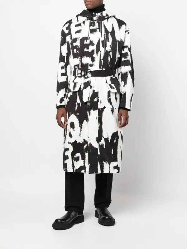 Alexander McQueen All-over Logo Print Cotton Parka