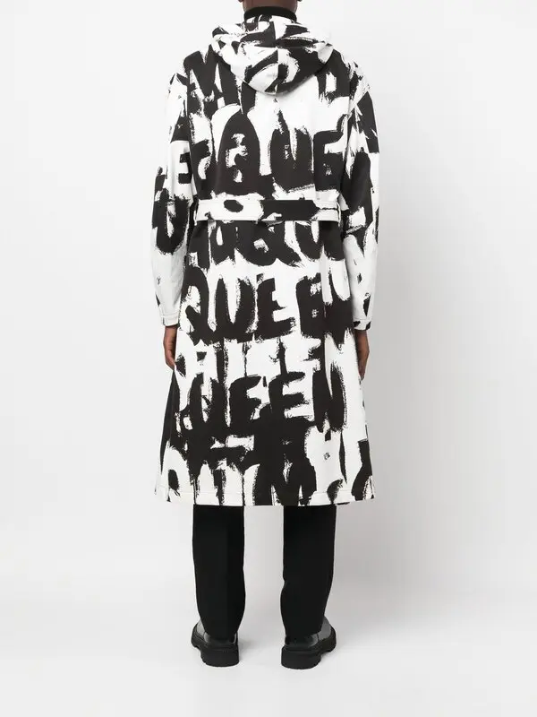 Alexander McQueen All-over Logo Print Cotton Parka