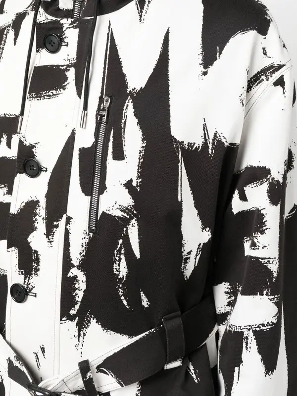 Alexander McQueen All-over Logo Print Cotton Parka