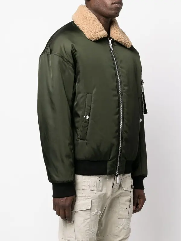 Dsquared2 Bomber Jacket With Faux Shearling Trim - Green