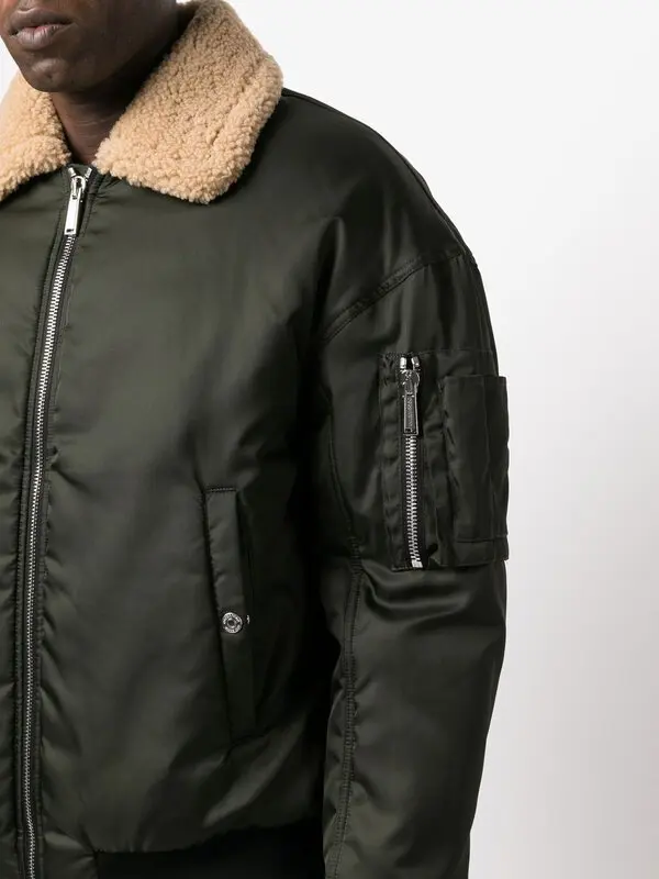 Dsquared2 Bomber Jacket With Faux Shearling Trim - Green