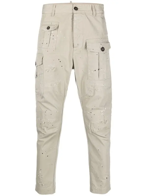 Dsquared2 Paint Splatter-print Cargo Trousers - Neutrals