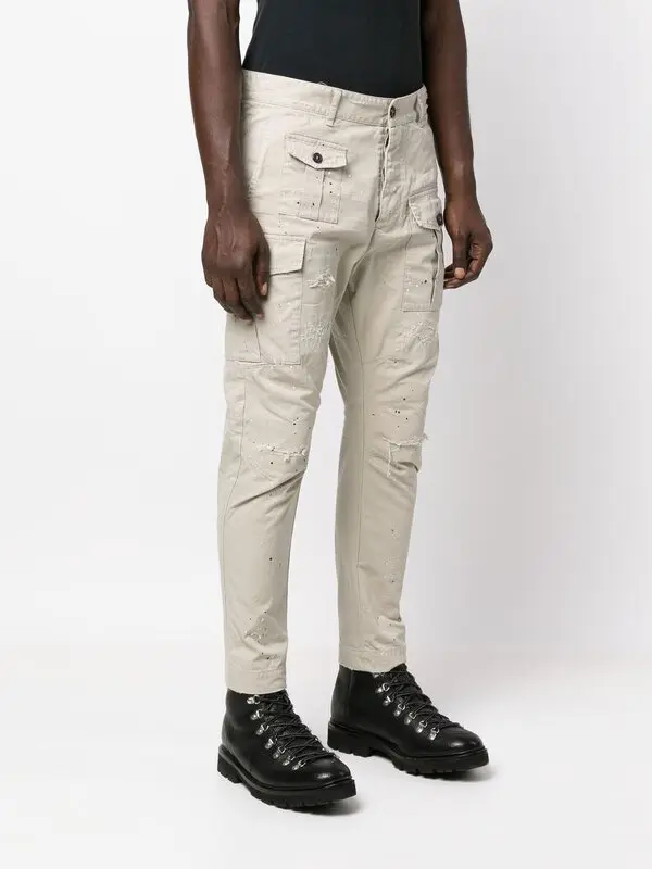 Dsquared2 Paint Splatter-print Cargo Trousers - Neutrals