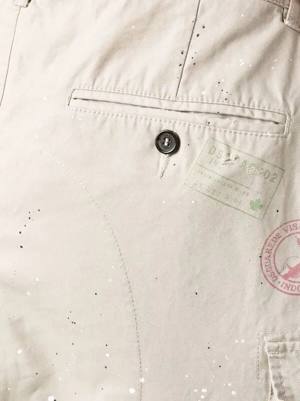 Dsquared2 Paint Splatter-print Cargo Trousers - Neutrals