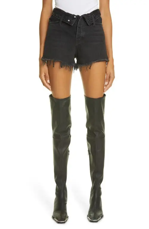 Alexander Wang Bite Flip High Waist Cutoff Denim Shorts - Grey Aged