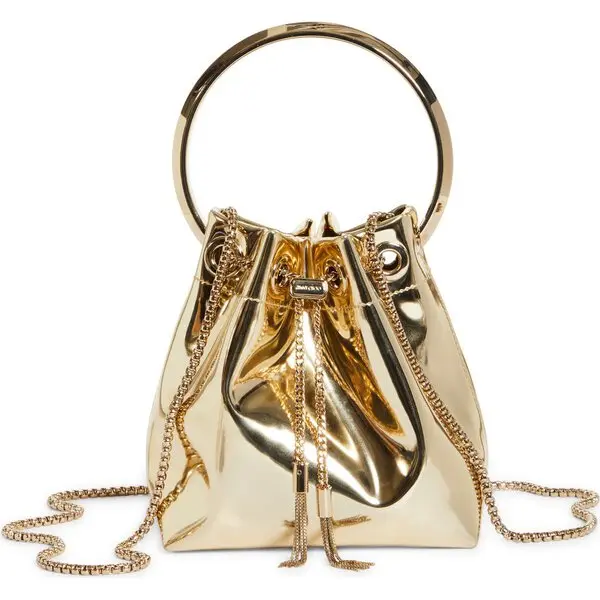 JIMMY CHOO Bon Bon Top Handle Bucket Bag - Gold