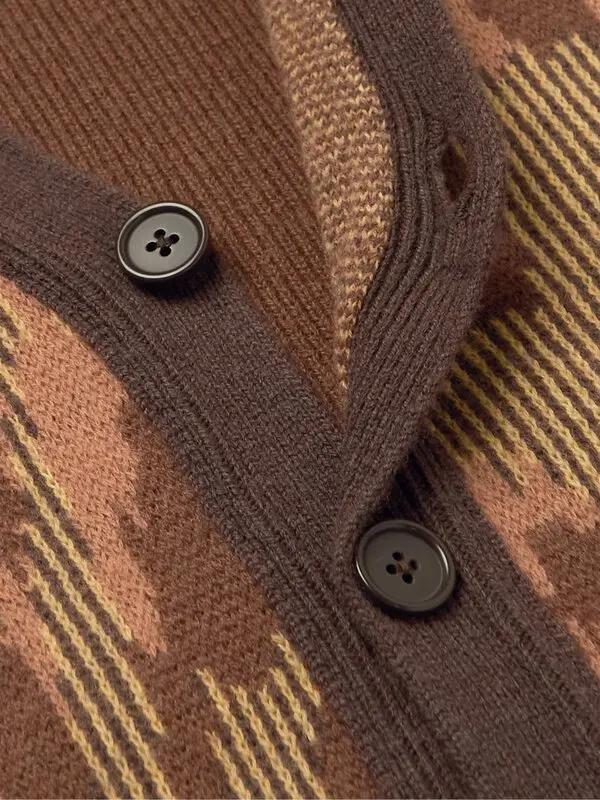 Acne Studios Kallard Panelled Ribbed Leopard-jacquard Wool Cardigan