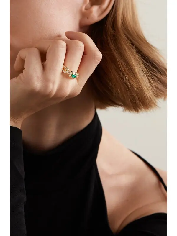 David Yurman Stax 18-karat Diamond And Emerald Ring