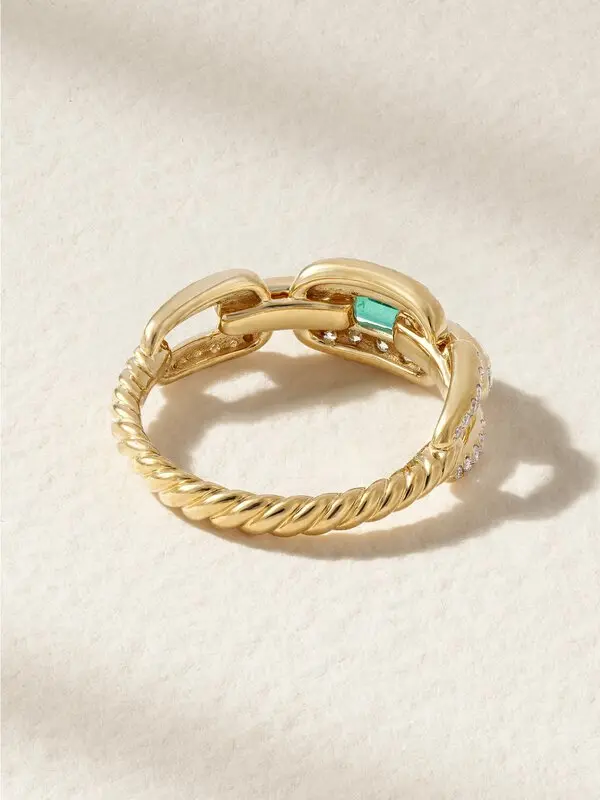 David Yurman Stax 18-karat Diamond And Emerald Ring