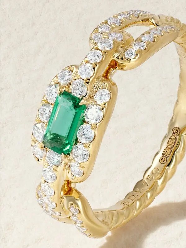 David Yurman Stax 18-karat Diamond And Emerald Ring