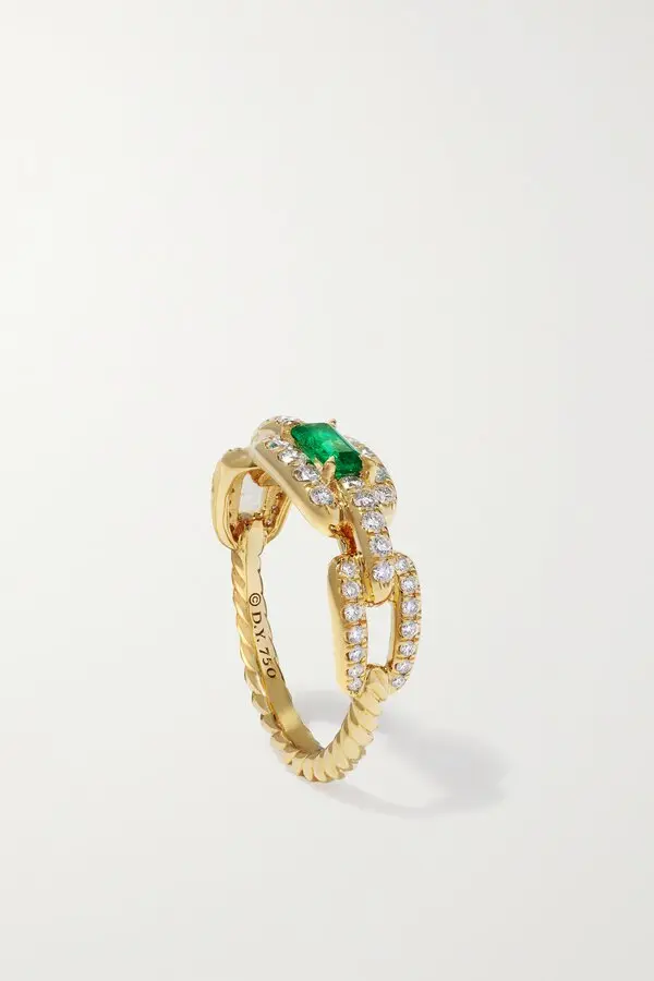 David Yurman Stax 18-karat Diamond And Emerald Ring