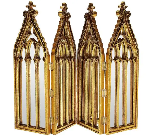 VALERIE PARR HILL As Is Antiqued Cathedral 4-panel Mirror Valerie - One-color
