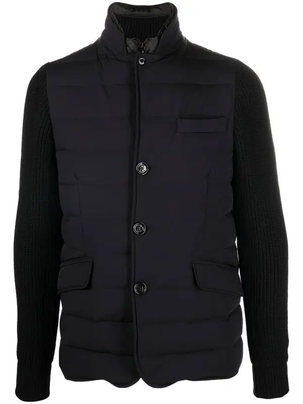 MOORER Button-up Padded Down Jacket - Blue