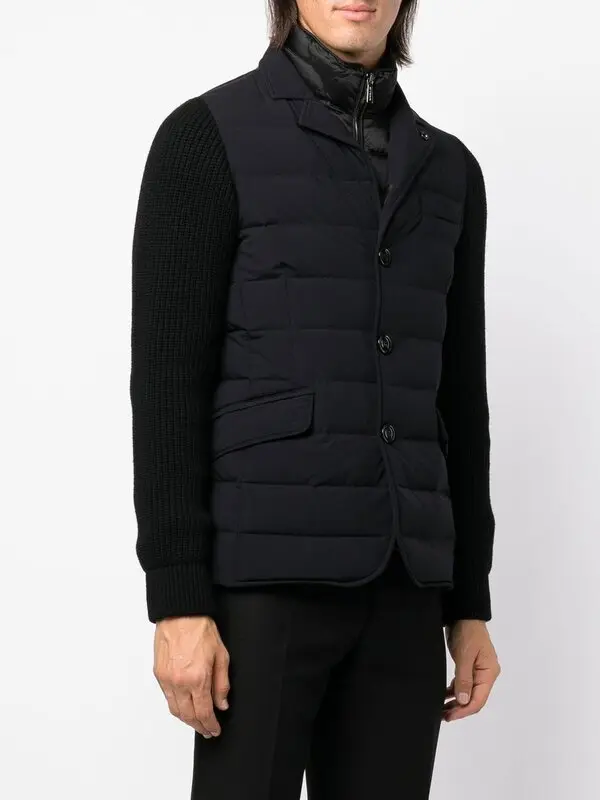 MOORER Button-up Padded Down Jacket - Blue