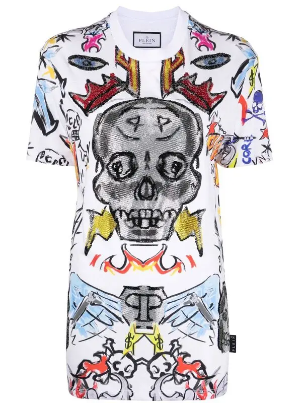 Philipp Plein Crystal Skull T-shirt - White
