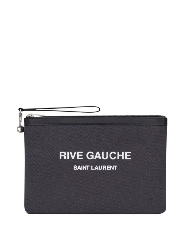 Saint Laurent Logo-print Zipped Pouch - Grey