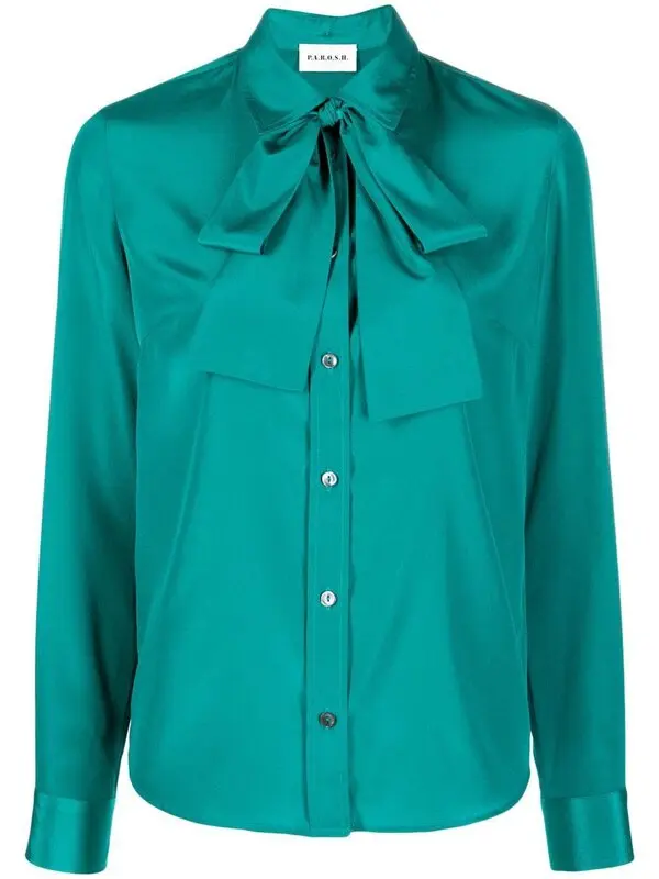 P.a.r.o.s.h Pussy-bow Collar Button Down Blouse - Green