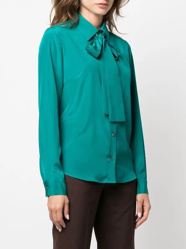 P.a.r.o.s.h Pussy-bow Collar Button Down Blouse - Green