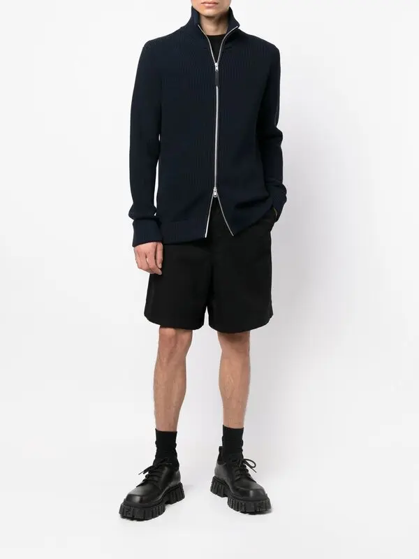 MAISON MARGIELA Ribbed Zip-up Cardigan - Blue
