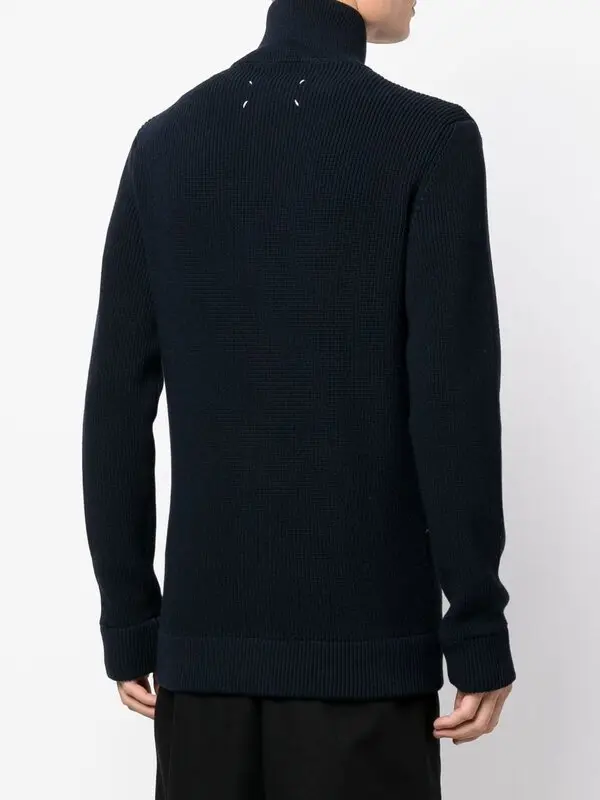 MAISON MARGIELA Ribbed Zip-up Cardigan - Blue