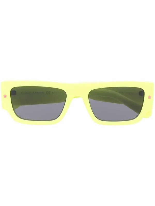 CHIARA FERRAGNI Boxy Eye Logo-plaque Sunglasses - Yellow