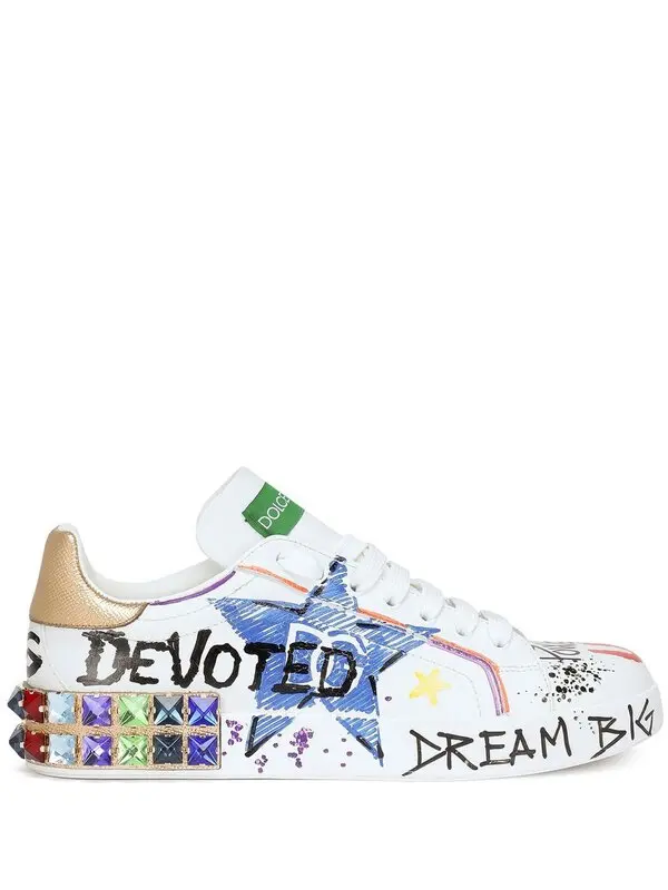 Dolce & Gabbana Portofino Embellished Sneakers - White