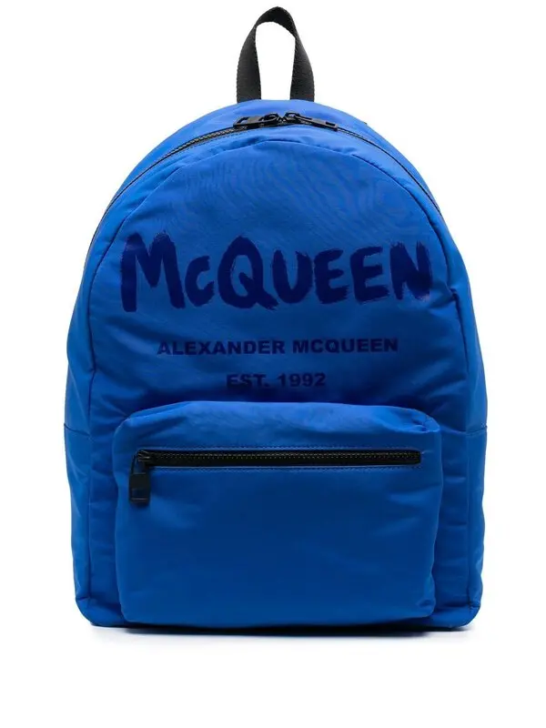 Alexander McQueen Logo-print Zipped Backpack - Blue