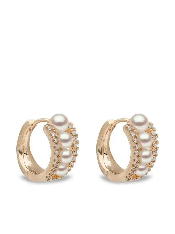 Yoko London 18kt Yellow Akoya Pearl And Diamond Hoop Earrings - Gold