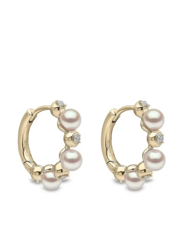 Yoko London 18kt Yellow Akoya Pearl And Diamond Hoop Earrings - Gold