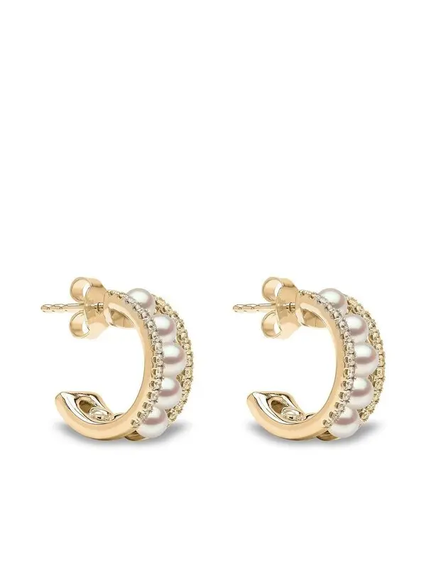 Yoko London 18kt Yellow Akoya Pearl And Diamond Hoop Earrings - Gold