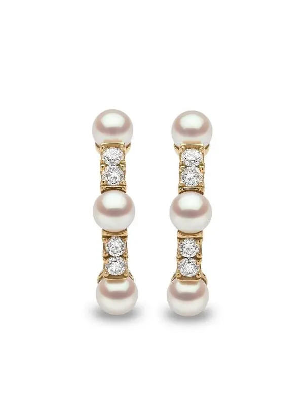 Yoko London 18kt Yellow Akoya Pearl And Diamond Hoop Earrings - Gold