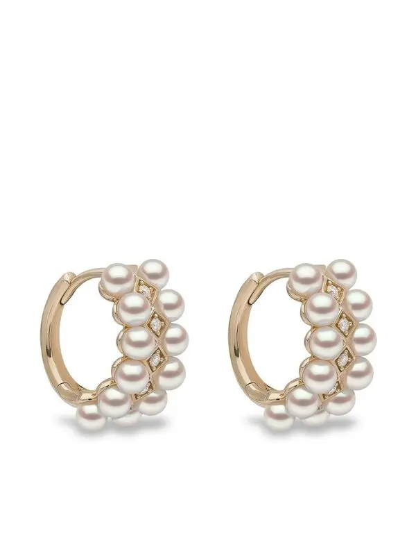 Yoko London 18kt Yellow Akoya Pearl And Diamond Hoop Earrings - Gold