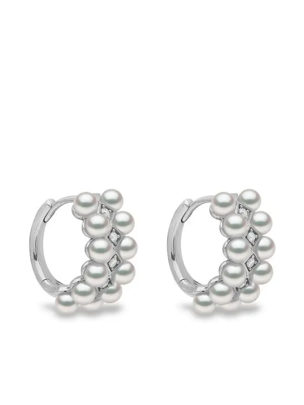 Yoko London 18kt White Gold Eclipse Akoya Pearl And Diamond Hoop Earrings - Silver