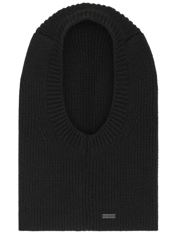 Saint Laurent Large Ribbed Wool Balaclava - Black