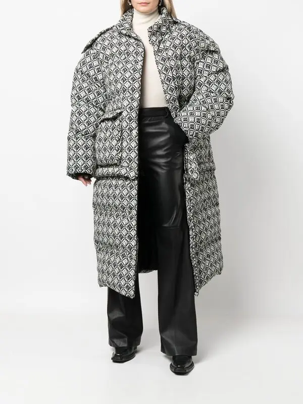 MARINE SERRE Moon Diamond-pattern Oversized Puffer Coat