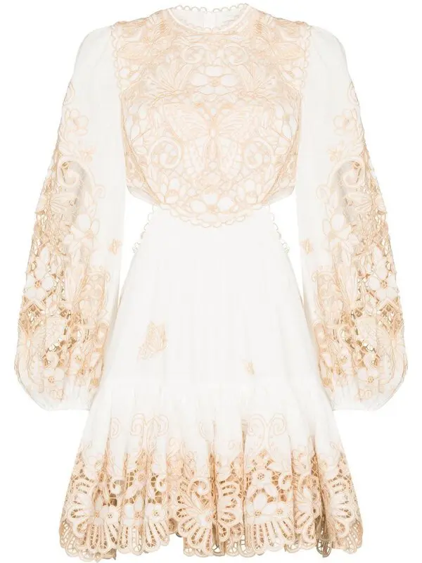 Zimmermann Floral-print Cut-out Minidress - White