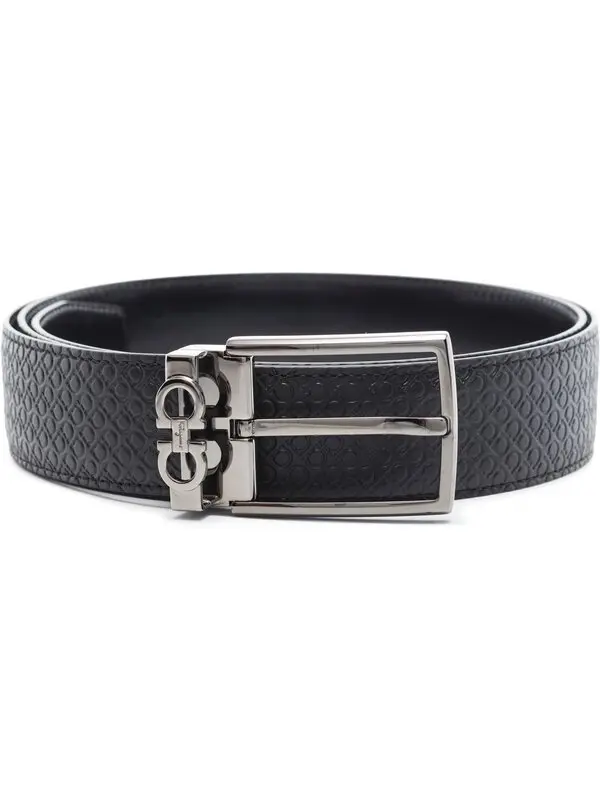 FERRAGAMO Gancini-motif Leather Belt - Black