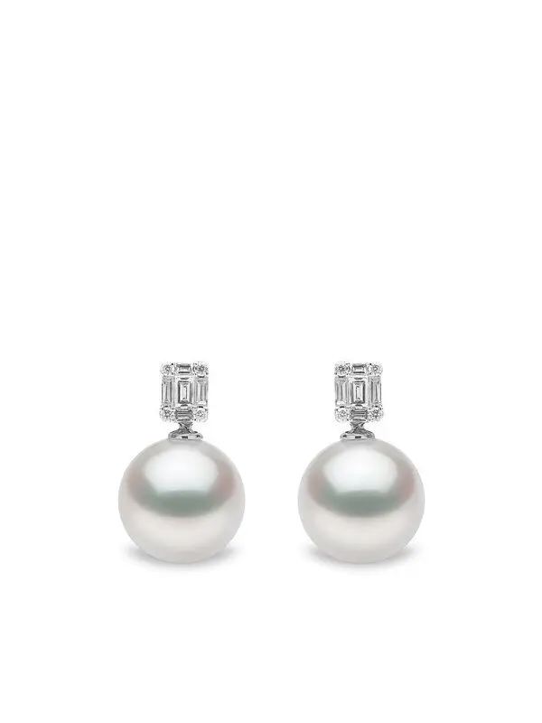Yoko London 18kt White Gold South Sea Pearl And Diamond Earrings - Silver