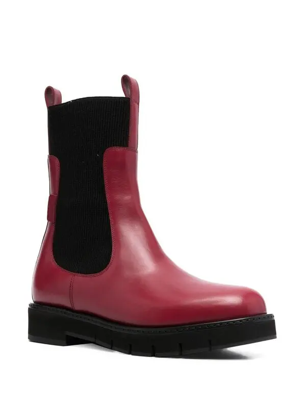 FERRAGAMO Leather Chelsea Boots - Red