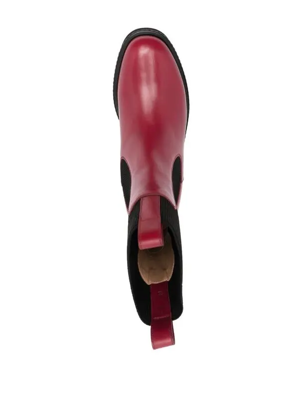 FERRAGAMO Leather Chelsea Boots - Red
