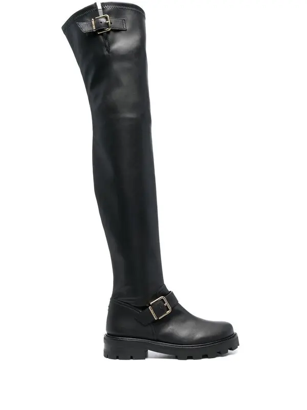 JIMMY CHOO Biker Ii Over The Knee Flat Boots