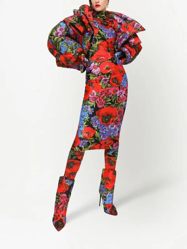 Dolce & Gabbana Floral-print Down Short Jacket