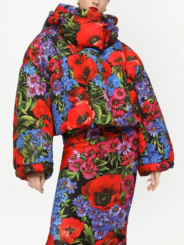 Dolce & Gabbana Floral-print Down Short Jacket