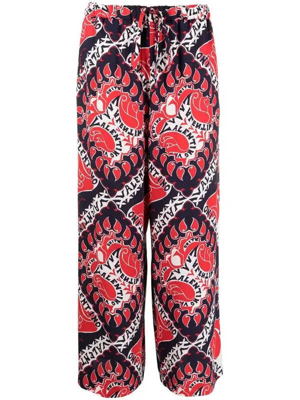 Valentino Garavani Archive Manifesto-print Trousers - Red